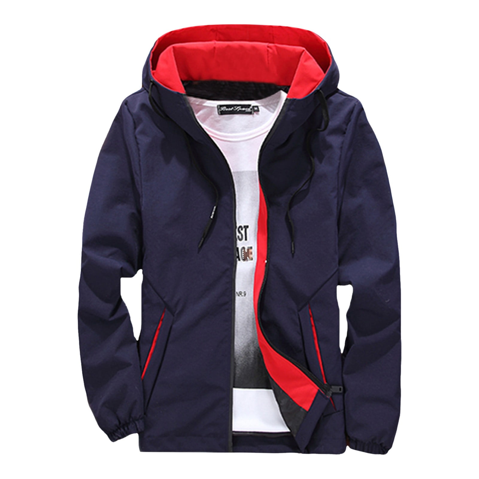 FINALGANG Men's Coat Casual Lightweight Hooded Windbreaker Jacket With ...