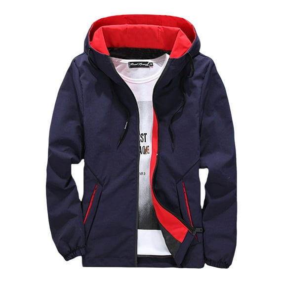 FINALGANG Men's Coat Casual Lightweight Hooded Windbreaker Jacket With ...