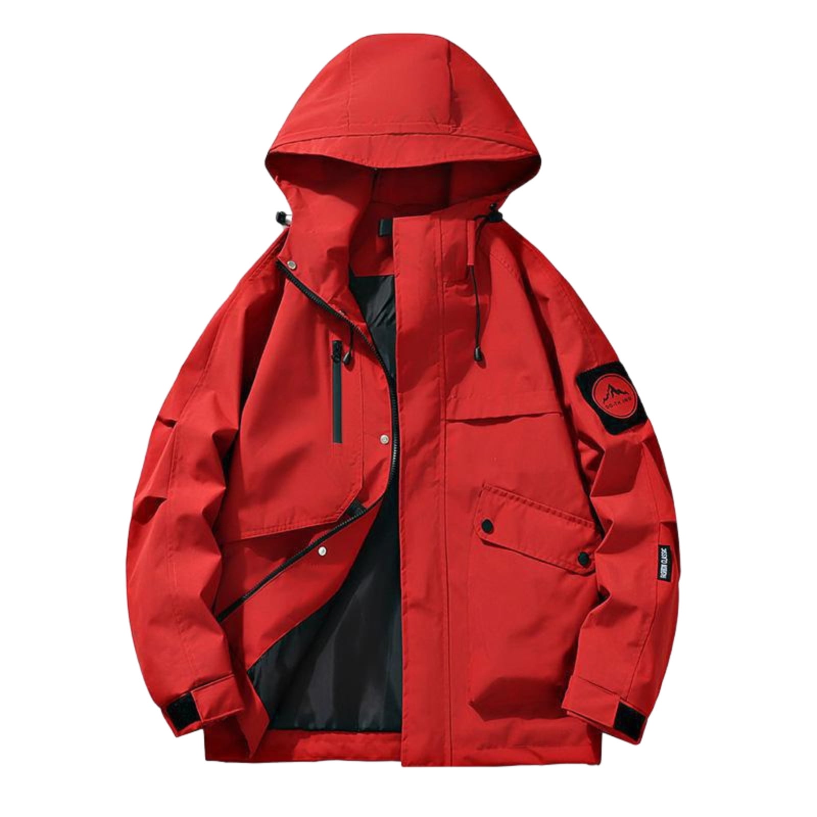 FINALGANG Men's Coat Oversized Solid Color Windbreaker Jacket With Hood ...