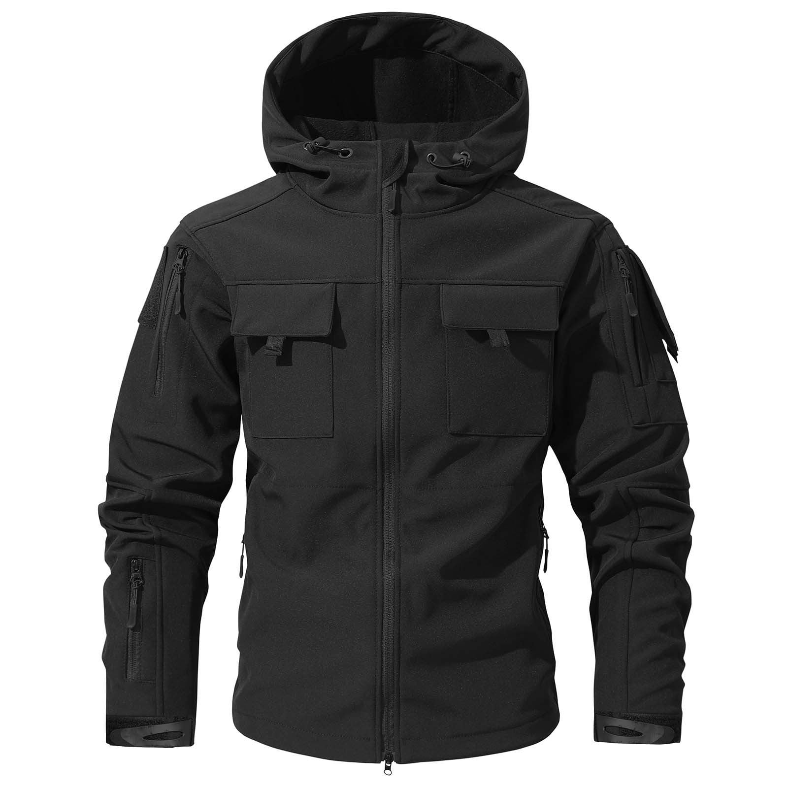 FINALGANG Men's Coat Solid Color Softshell Jacket With Removable Hood ...
