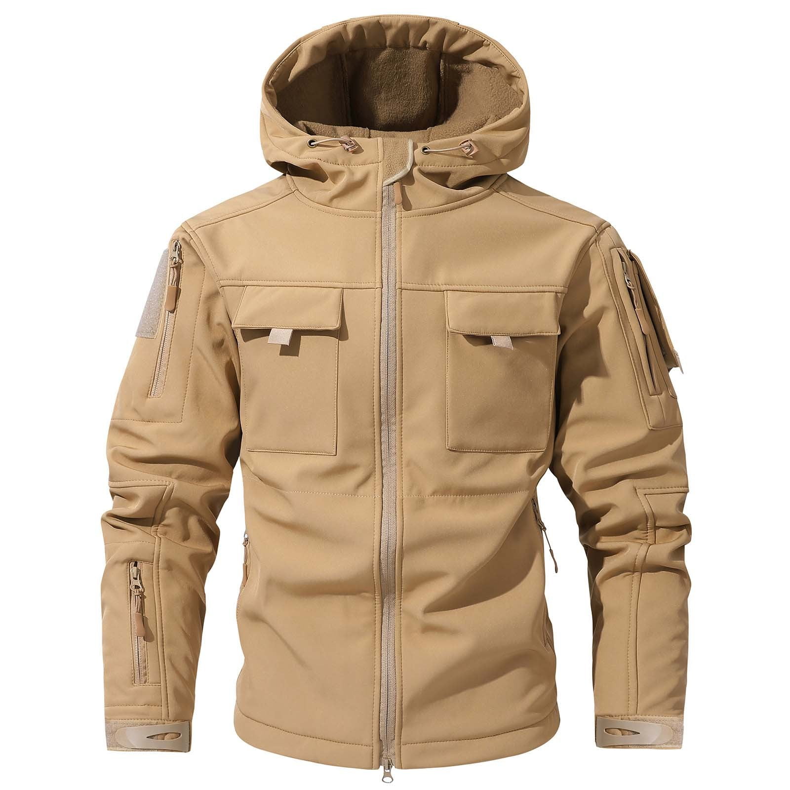 FINALGANG Men's Coat Solid Color Softshell Jacket With Removable Hood ...