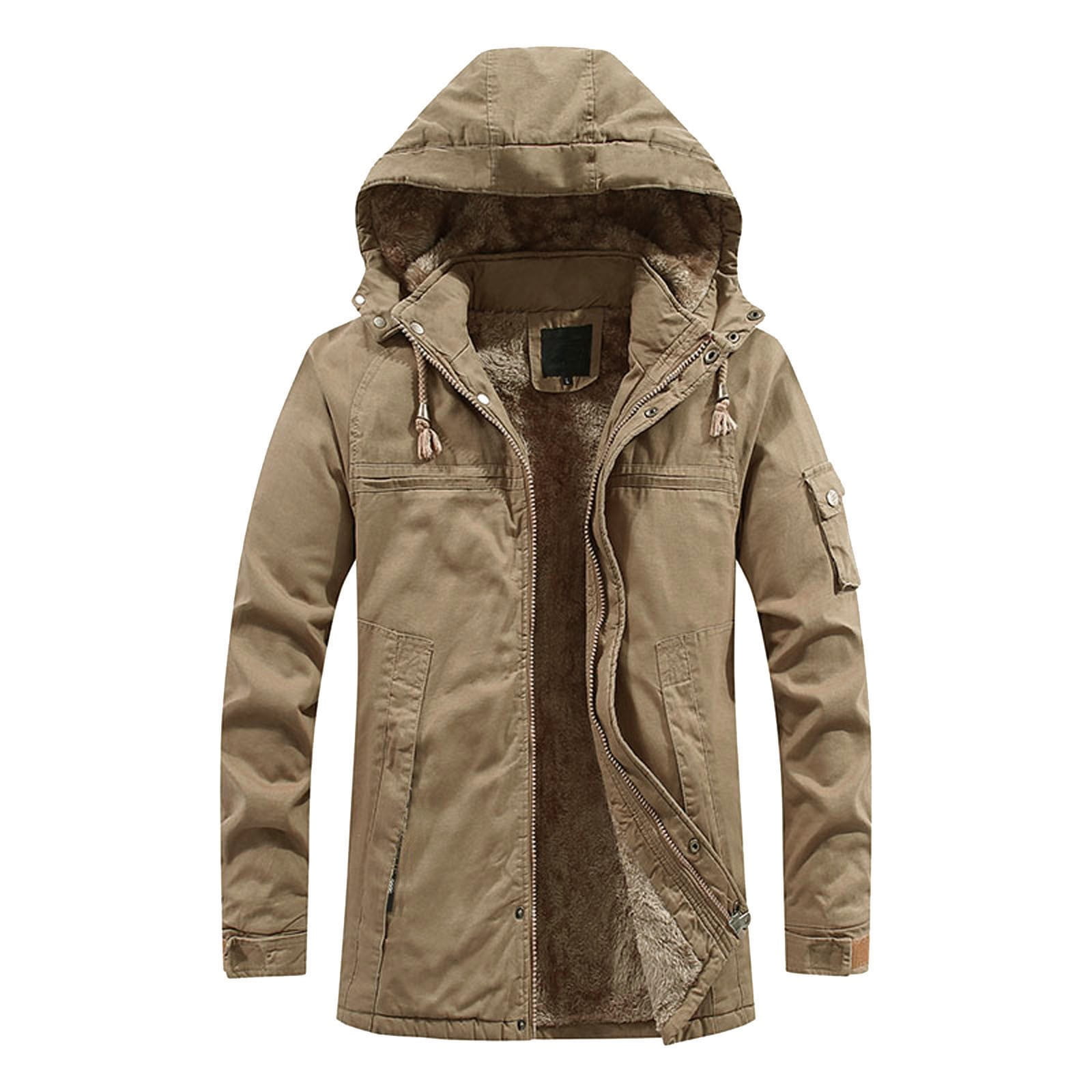 FINALGANG Men's Coat Winter Warm Solid Color Parka Jacket With ...