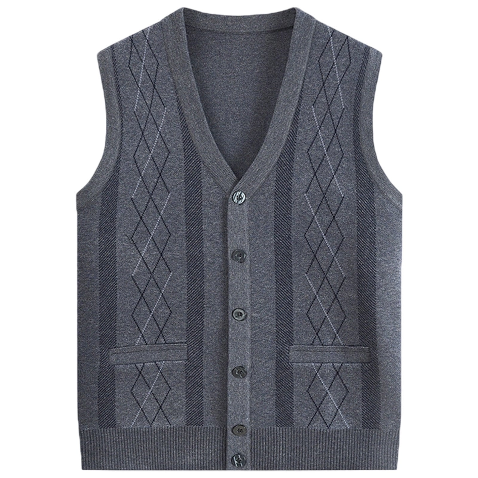 FINALGANG Men's Knitted Sweater Vest Diamond Pattern Relaxed Fit Soft ...