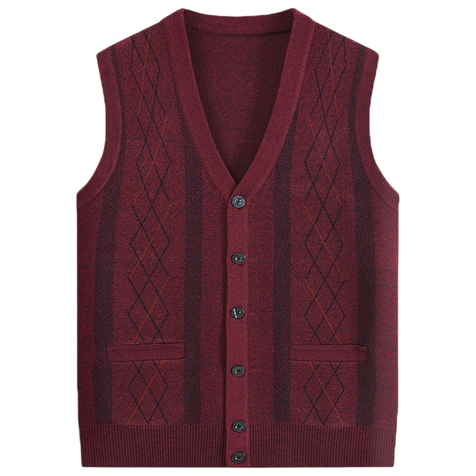FINALGANG Men's Knitted Sweater Vest Diamond Pattern Relaxed Fit Soft ...