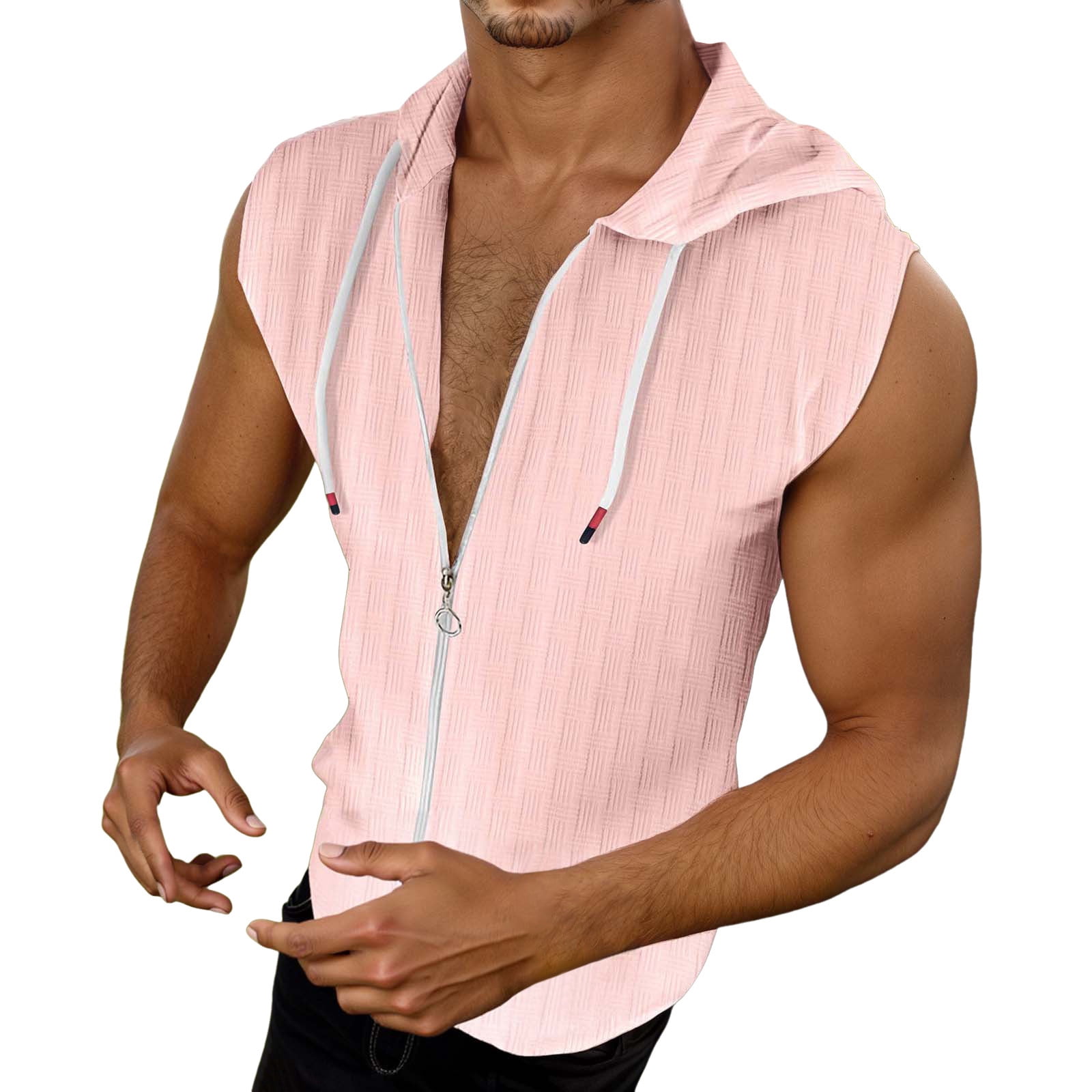 FINALGANG Men's Lightweight Sports Vest Solid Color Jacquard Stripe ...
