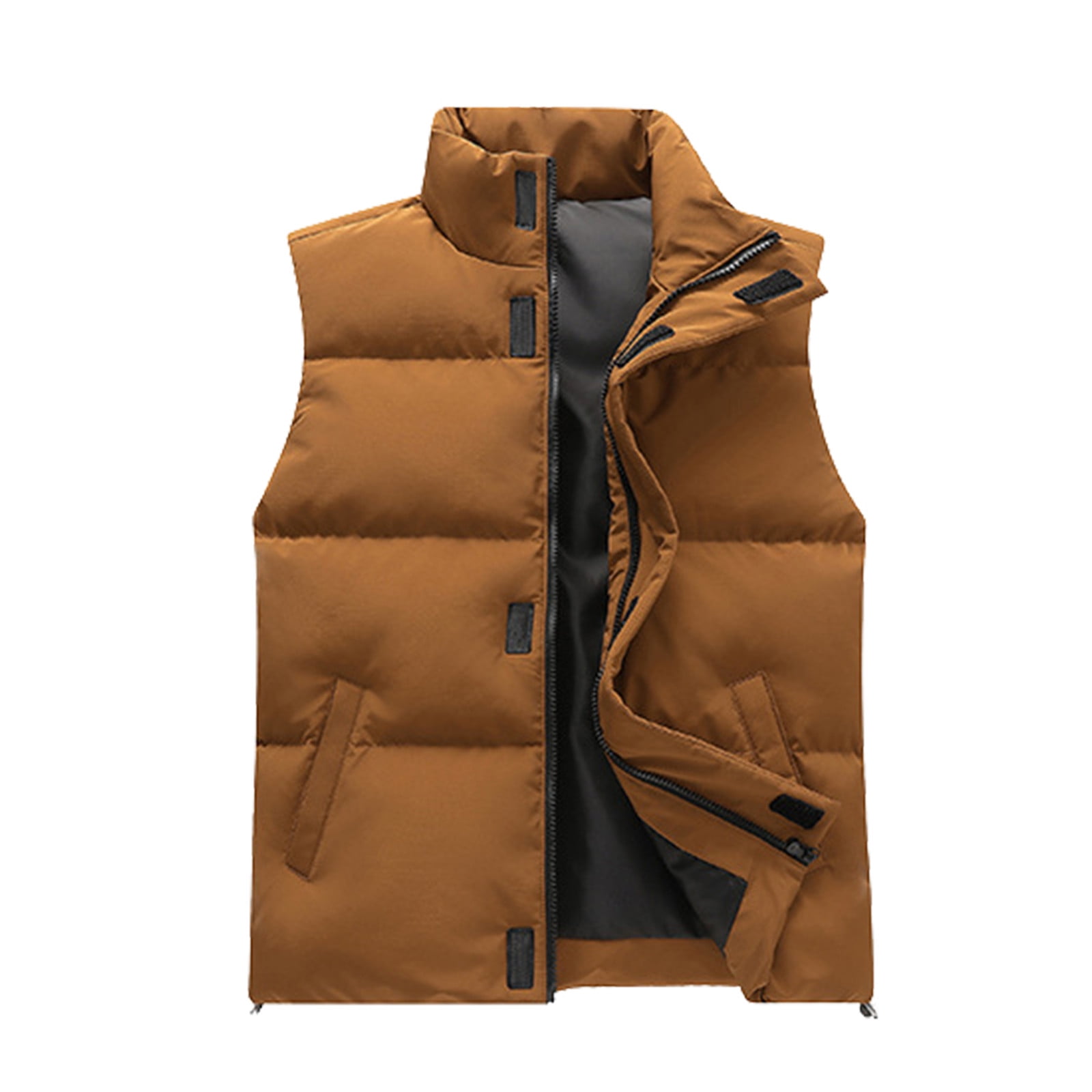 FINALGANG Men's Puffer Vest Warm Solid Color Relaxed Fit Down Jacket ...