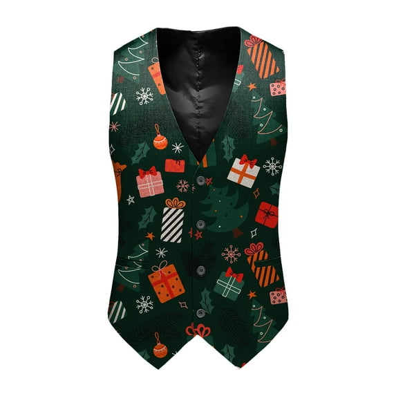 FINALGANG Men's Suit Vest Festive Pattern Relaxed Fit Dressy Coat ...