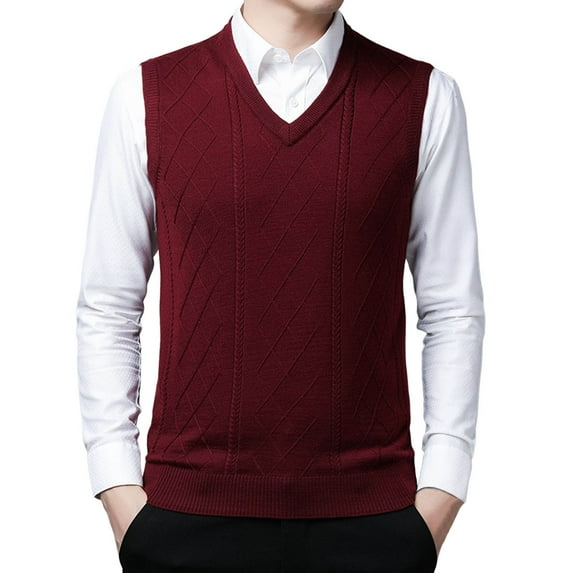 FINALGANG Men's Sweater Vest Fall Winter Solid Color Relaxed Fit Vest ...