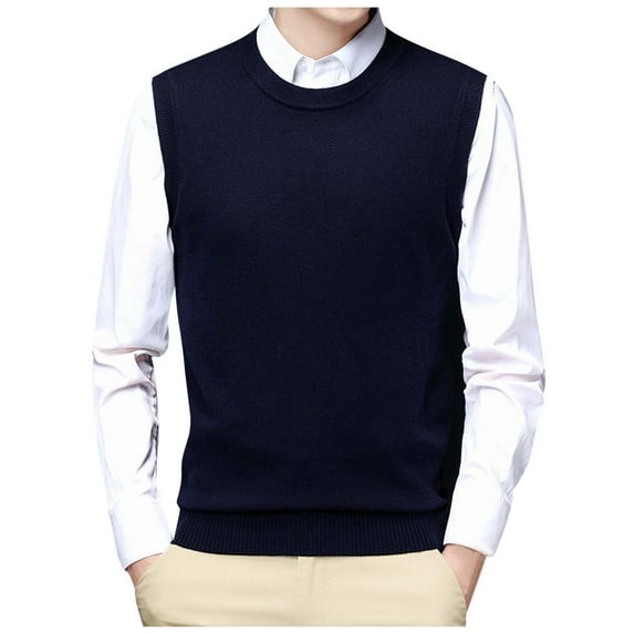 FINALGANG Men's Sweater Vest Fall Winter Solid Color Relaxed Fit Vest ...