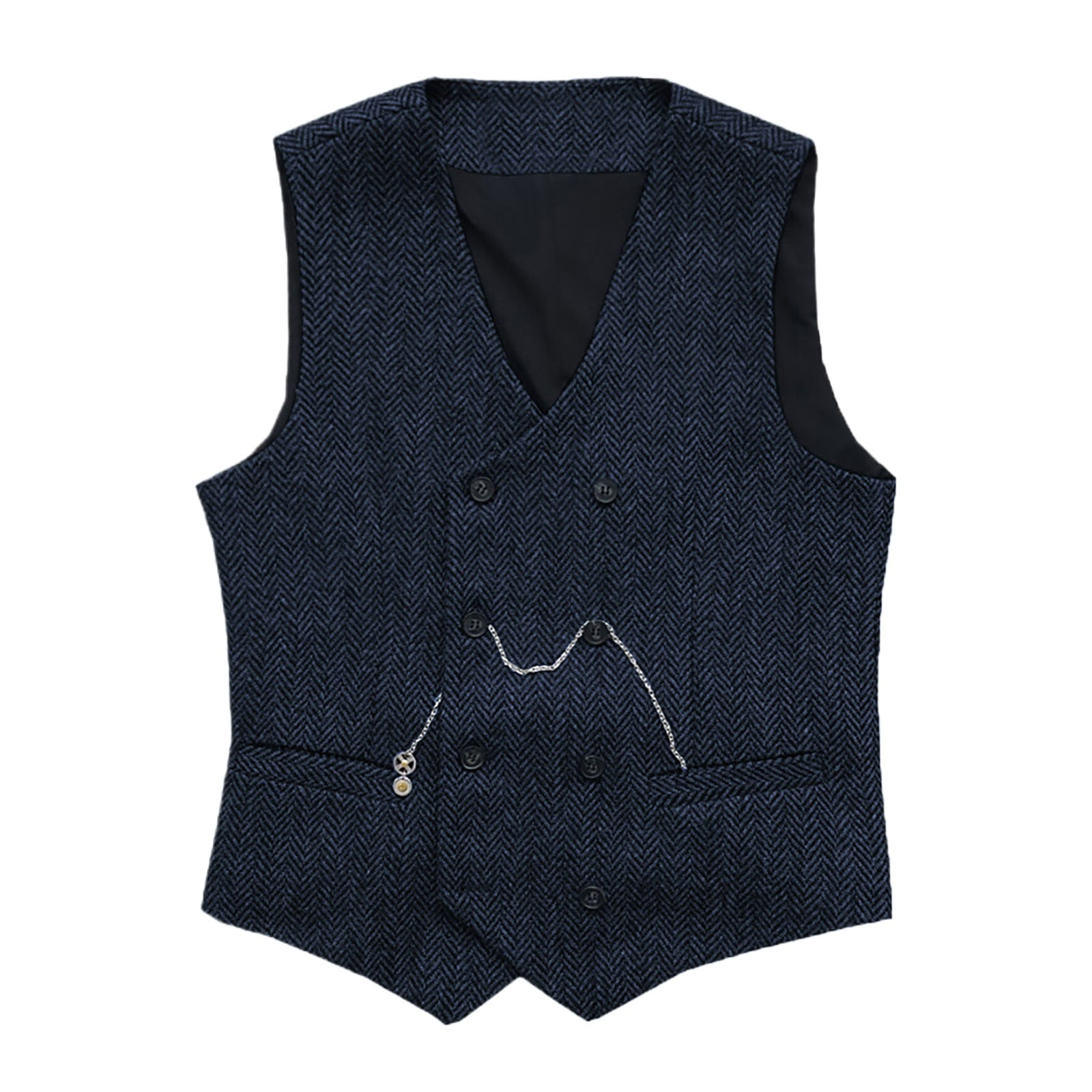 FINALGANG Mens Solid Color Tweed Double V Neck Vest Sleeveless Relaxed ...