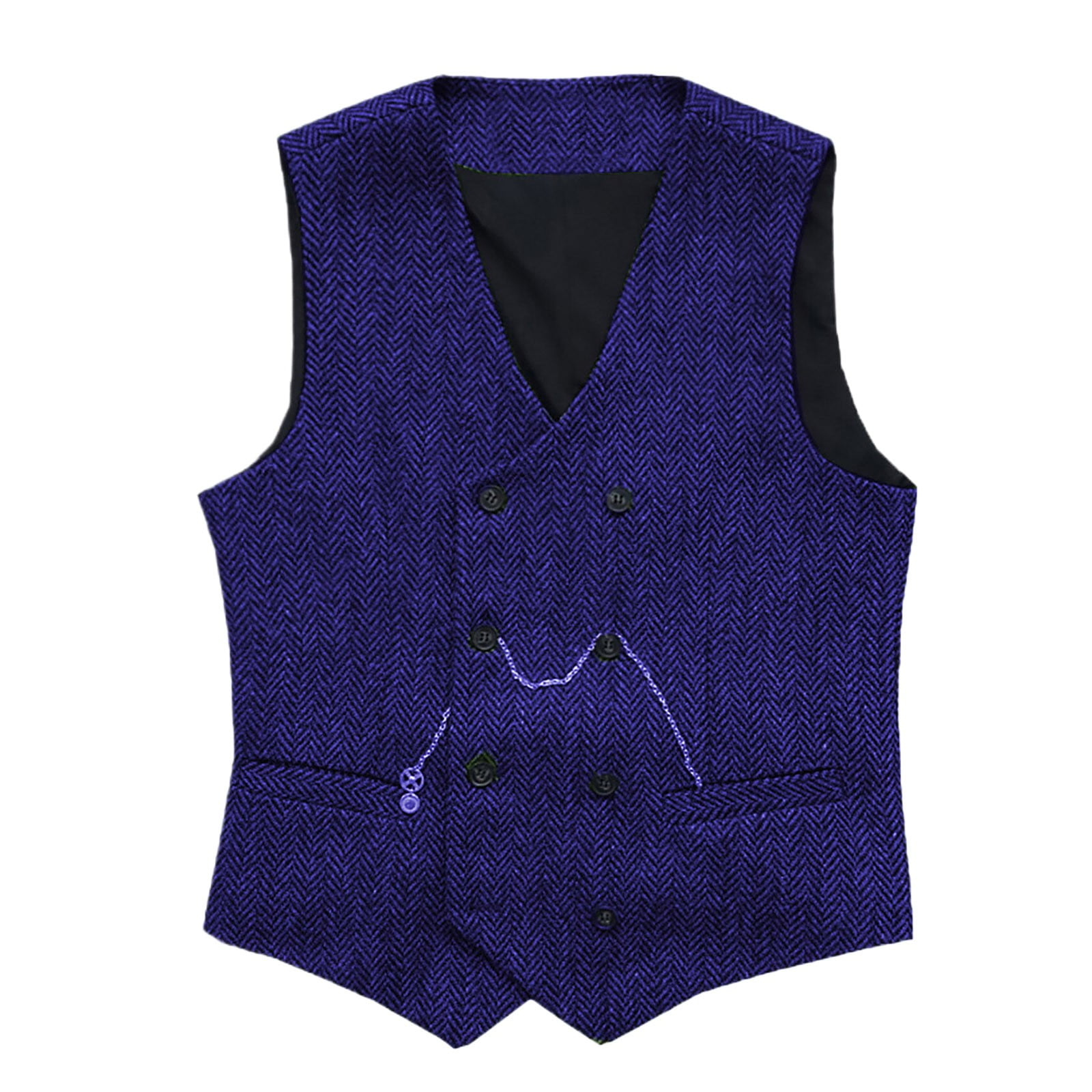 FINALGANG Mens Solid Color Tweed Double V Neck Vest Sleeveless Relaxed ...