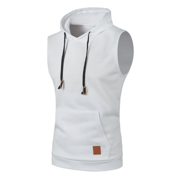 FINALGANG Mens Sweater Vest Solid Color Sleeveless Hoodie Vest With ...