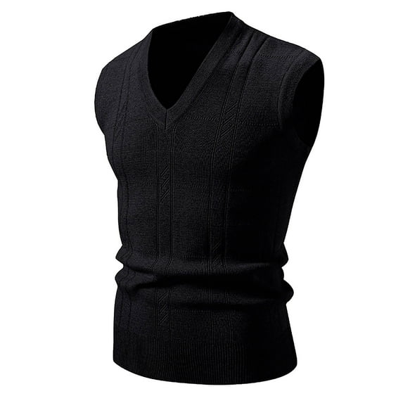 FINALGANG Mens Sweater Vest Solid Color Slim Fit V Neck Knit Vest ...