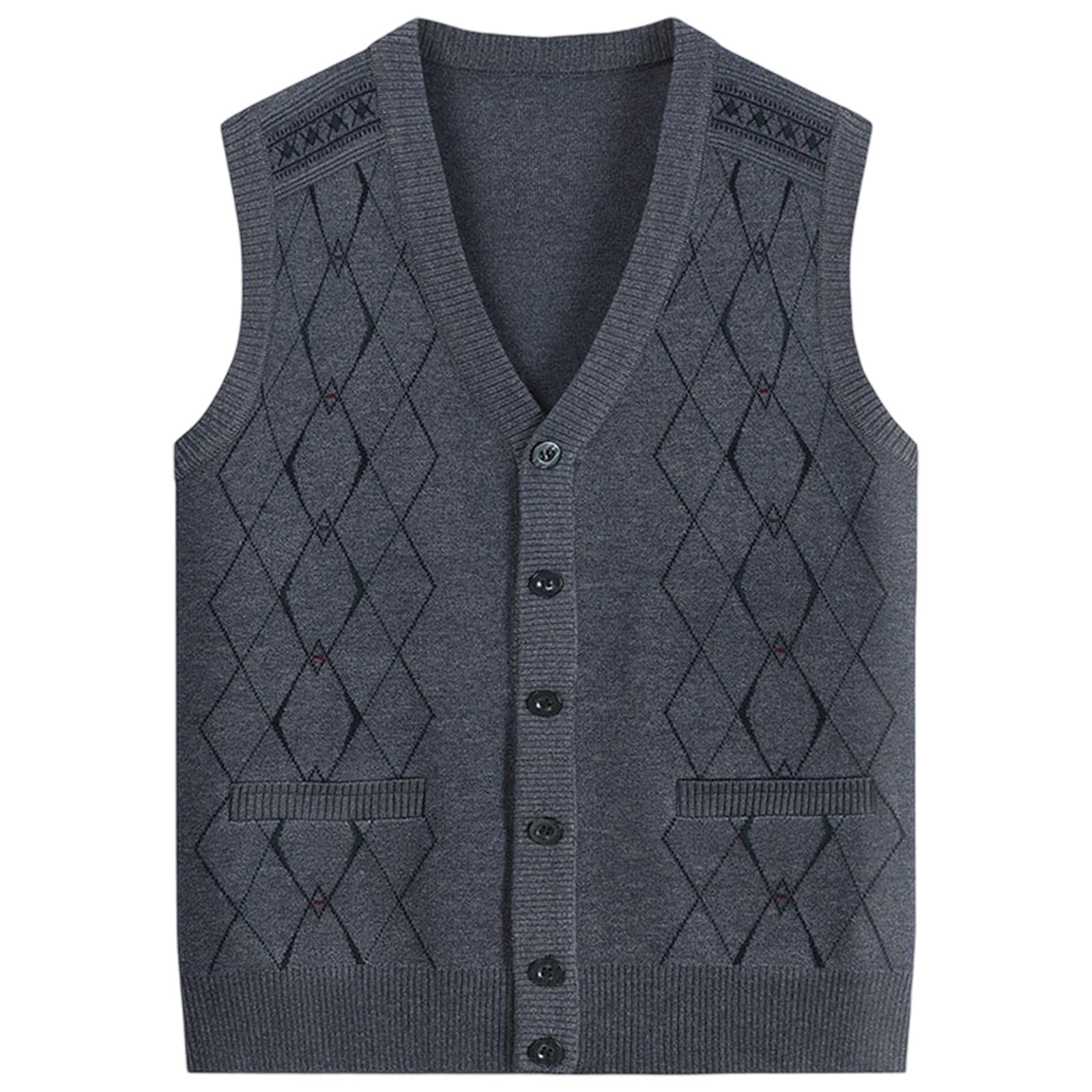 FINALGANG Mens Sweater Vest V Neck Sleeveless Argyle Knit Vest With ...