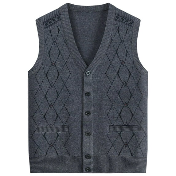 FINALGANG Mens Sweater Vest V Neck Sleeveless Argyle Knit Vest With ...