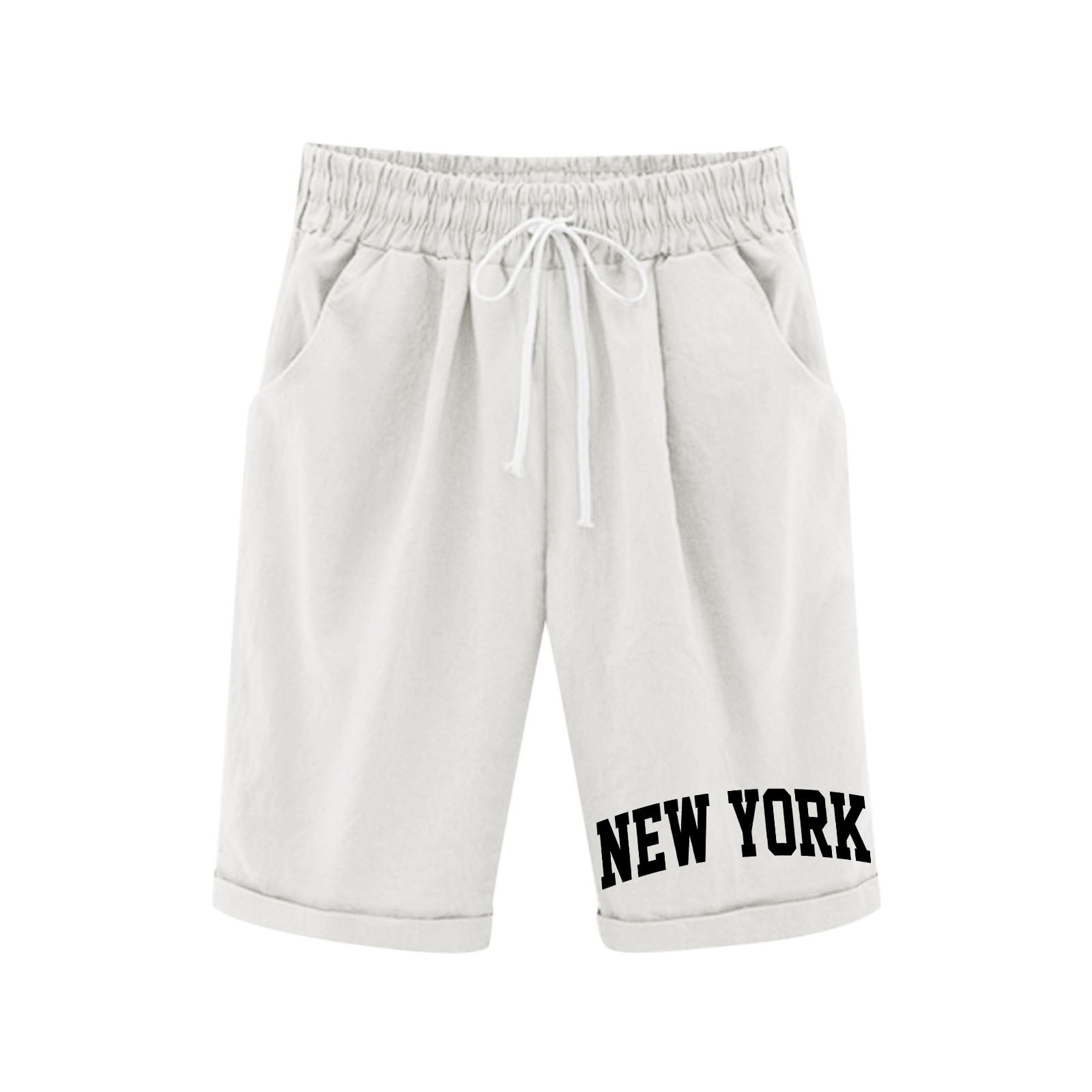 FINALGANG New Shorts For Girls Letter Print Straight Leg Drawstring ...