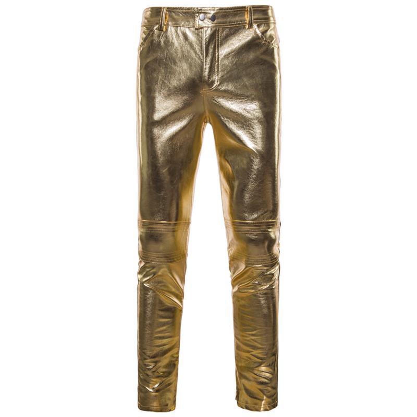 FINALGANG New Summer Trousers For Men Solid Color Slim Fit Leather ...