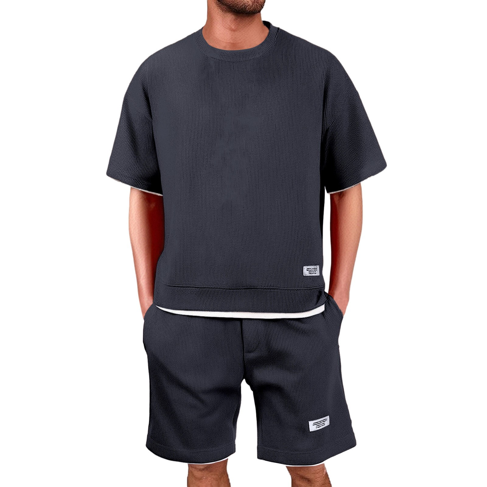 FINALGANG Simple Outfits For Men Solid Color Short Sleeve O-Neck ...