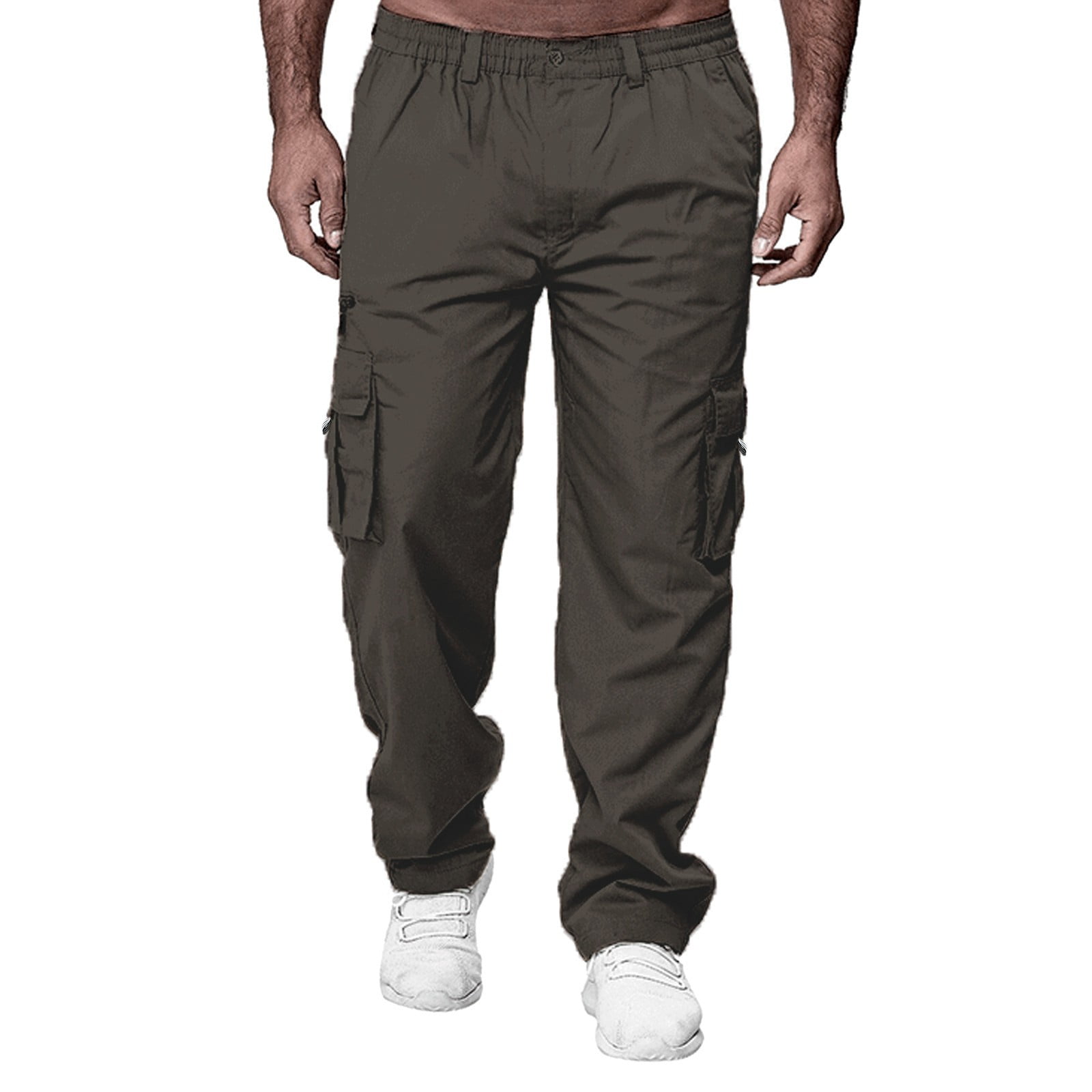 FINALGANG Simple Trousers For Men Solid Color Straight Leg Cargo Pants ...