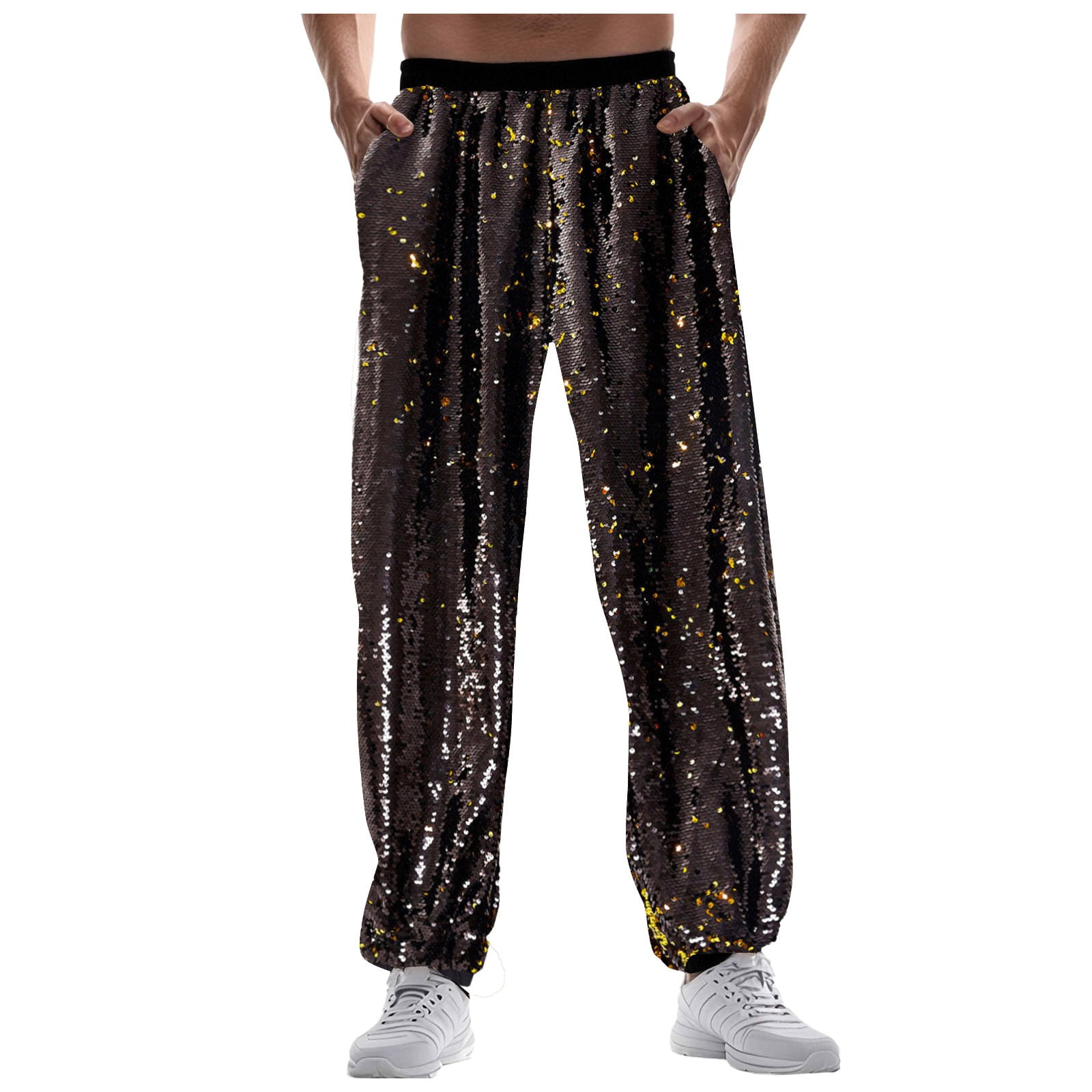FINALGANG Simple Trousers For Men Sparkly Sequins Tassels Pants Stylish ...