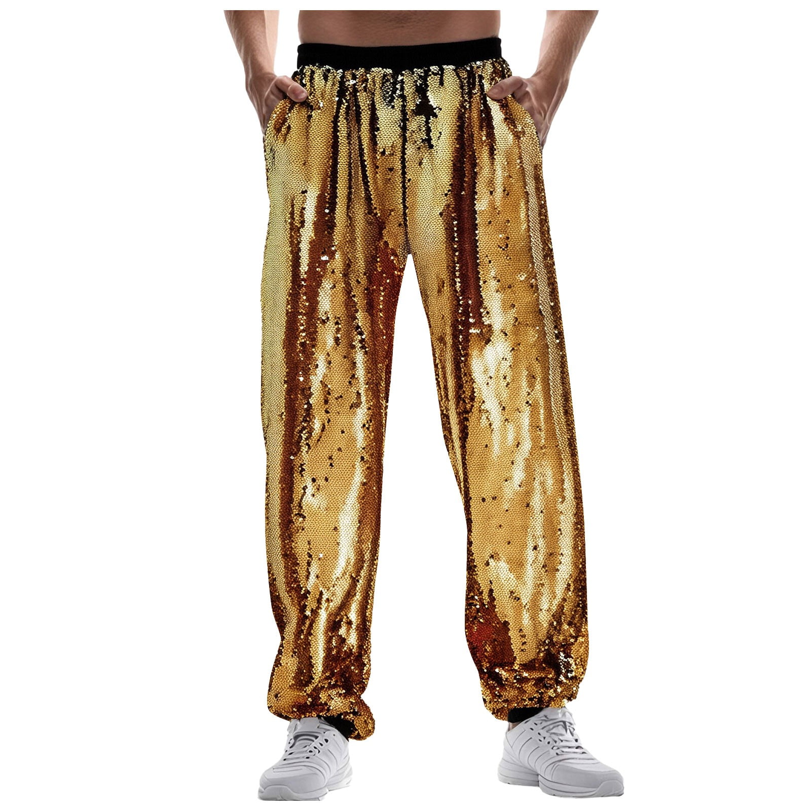 FINALGANG Simple Trousers For Men Sparkly Sequins Tassels Pants Stylish ...