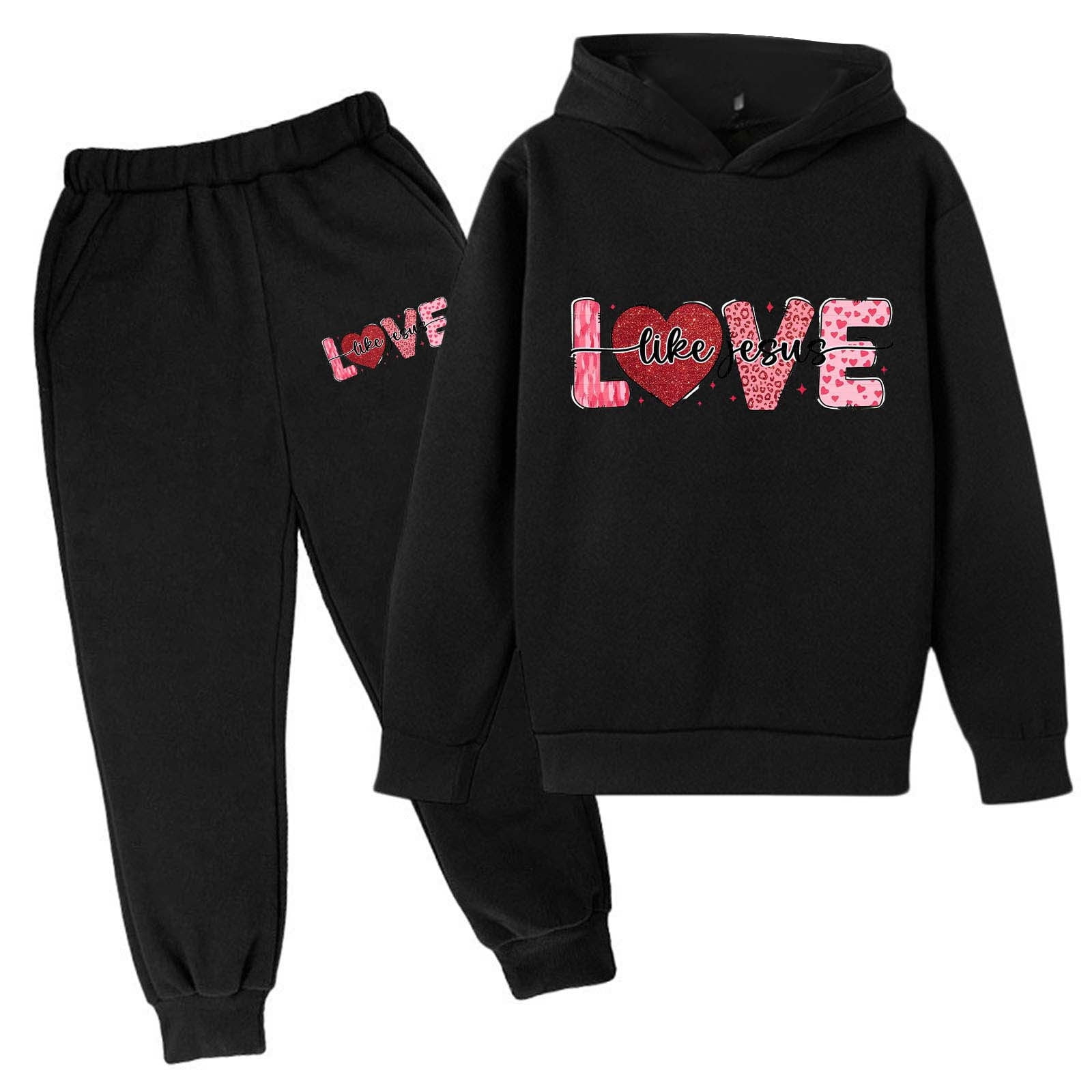 FINALGANG Valentine's Day Boys Kids Letter Prints Tracksuit Long Sleeve ...