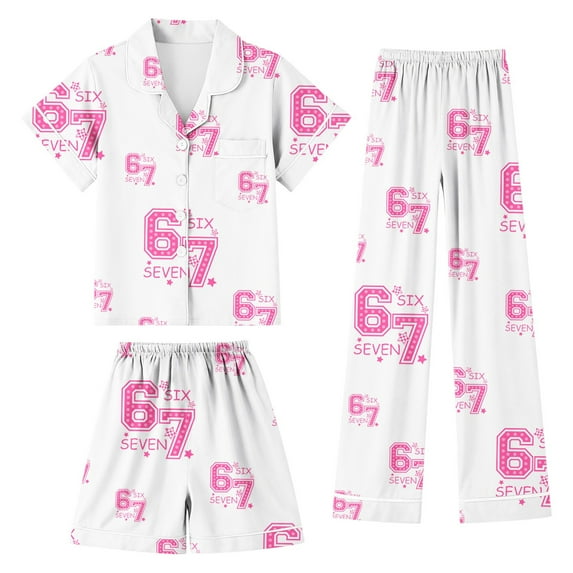 FINALGANG Valentine's Day Girls Kids 2 Piece Homewear Set Number Prints ...