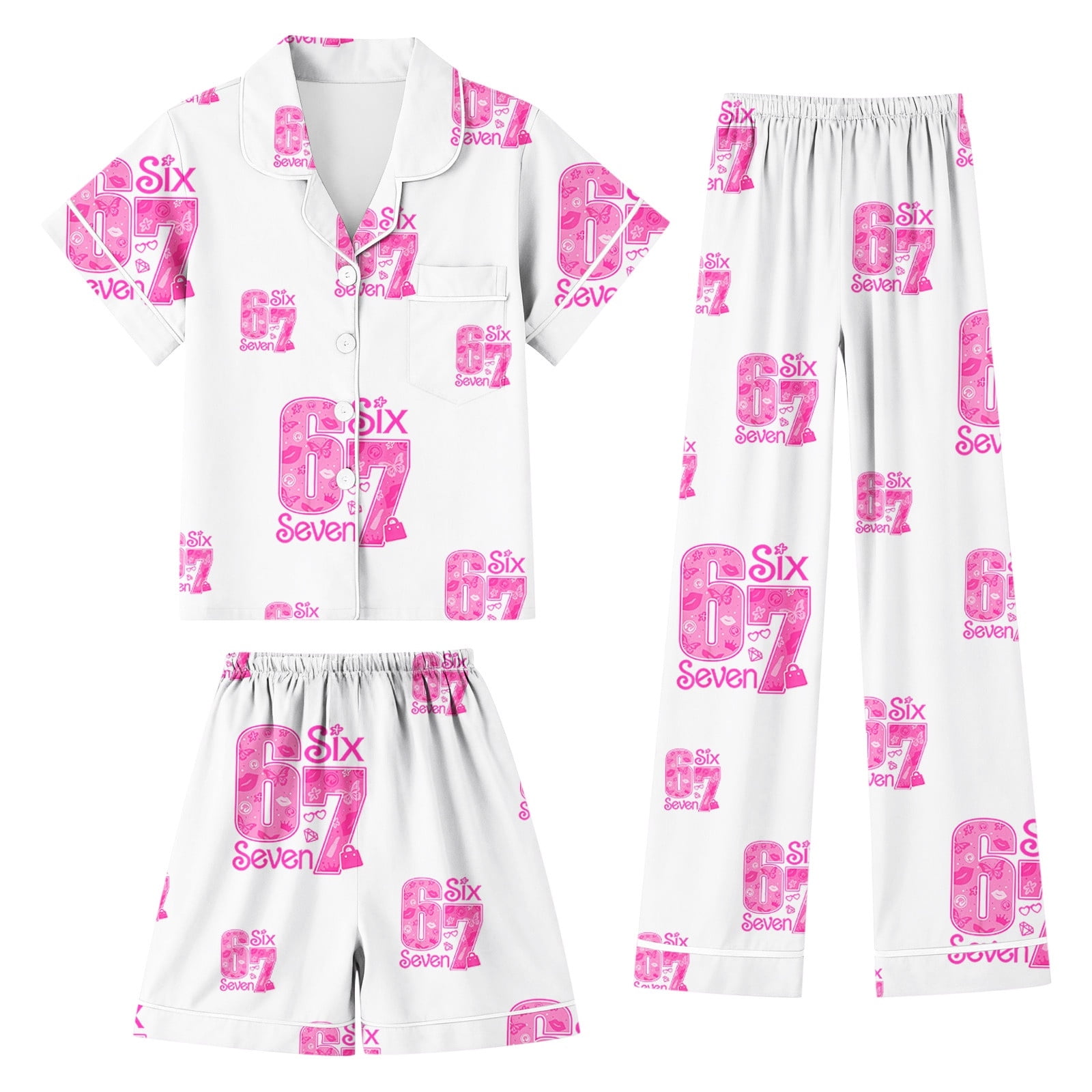 FINALGANG Valentine's Day Girls Kids 2 Piece Homewear Set Number Prints ...