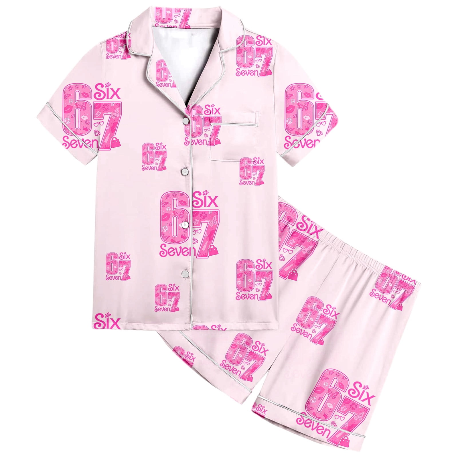 FINALGANG Valentine's Day Girls Kids 2 Piece Homewear Set Number Prints ...