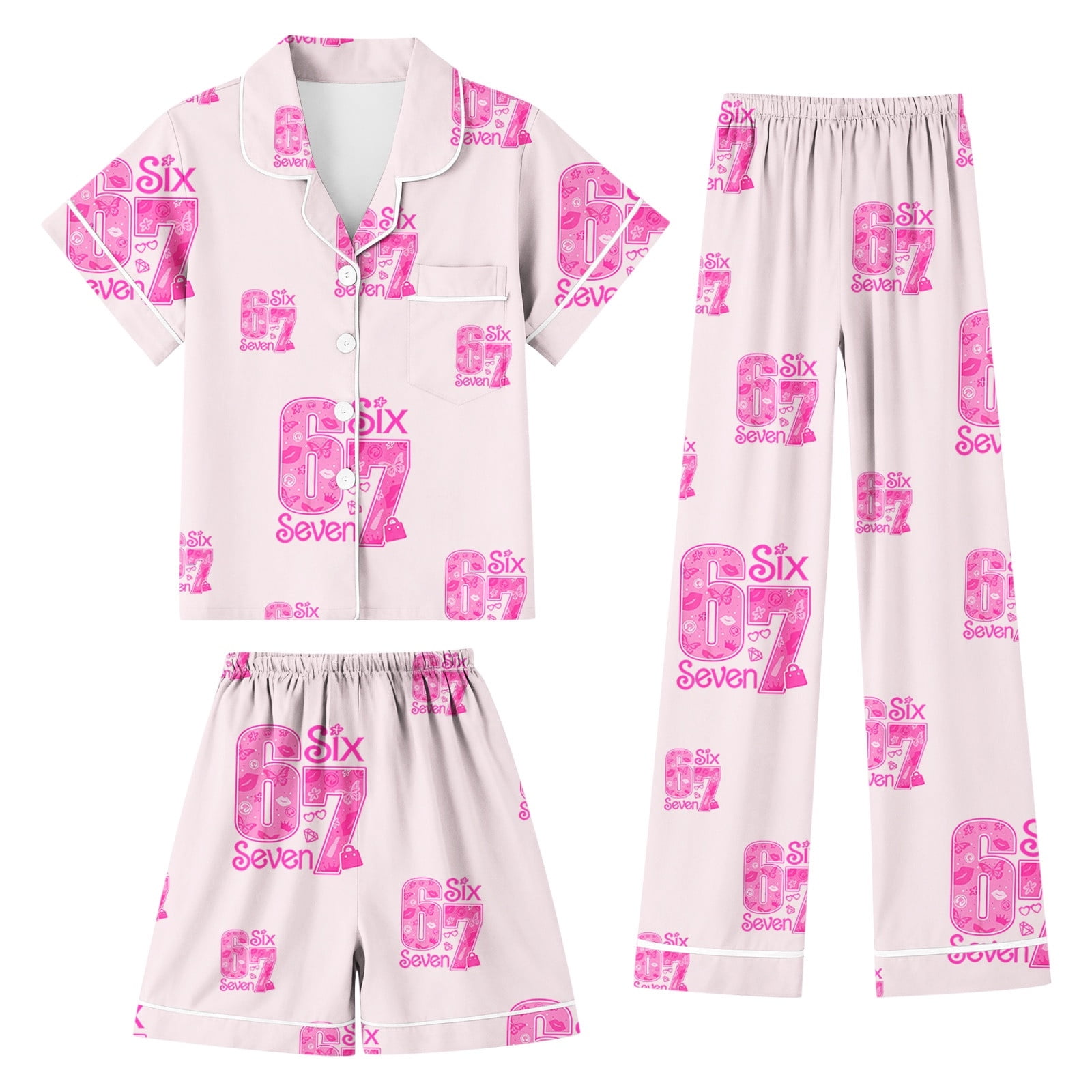FINALGANG Valentine's Day Girls Kids 2 Piece Homewear Set Number Prints ...