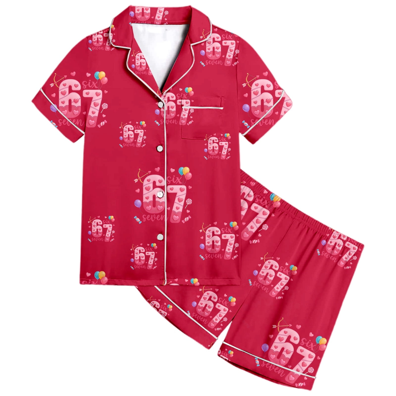 FINALGANG Valentine's Day Girls Kids 2 Piece Homewear Set Number Prints ...
