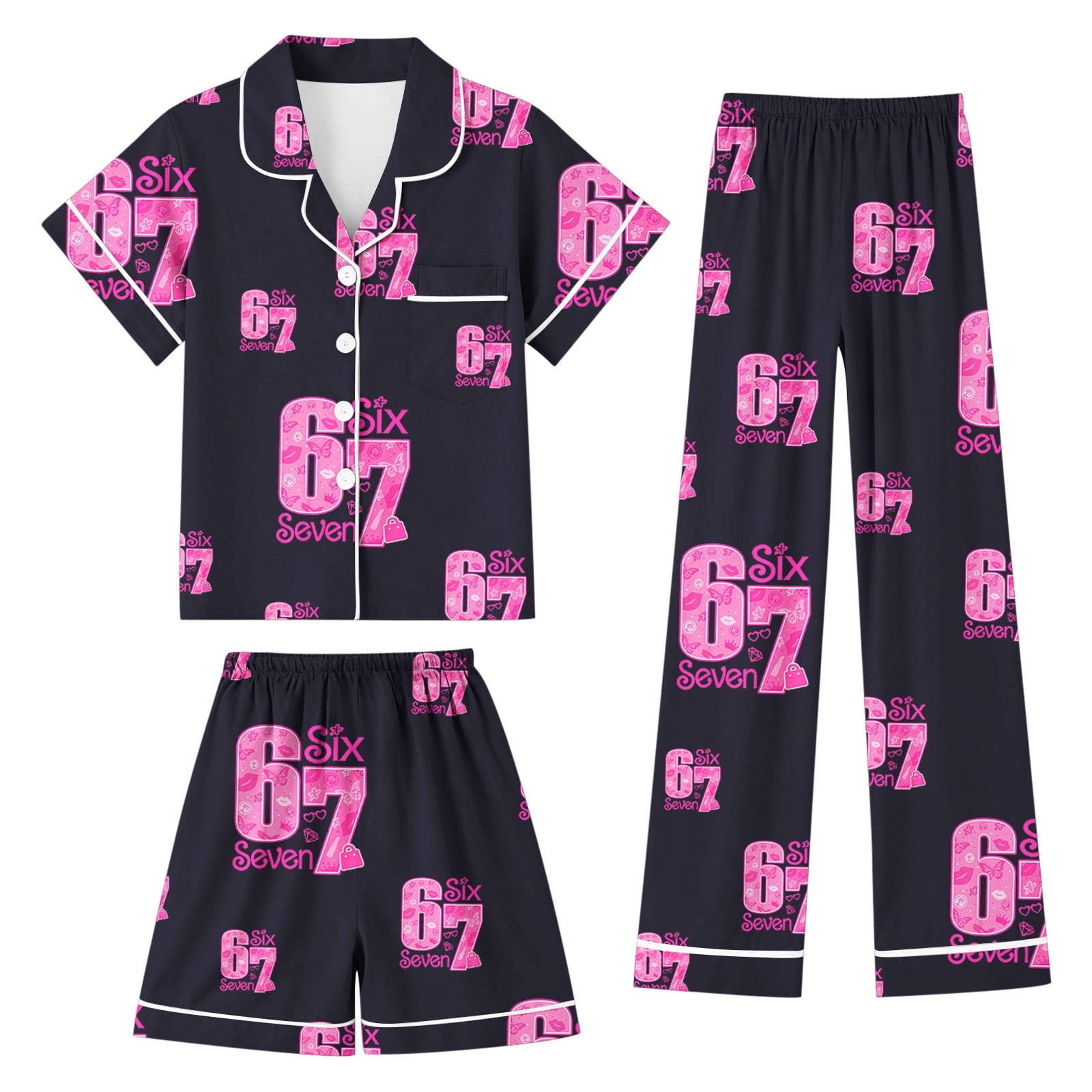 FINALGANG Valentine's Day Girls Kids 2 Piece Homewear Set Number Prints ...