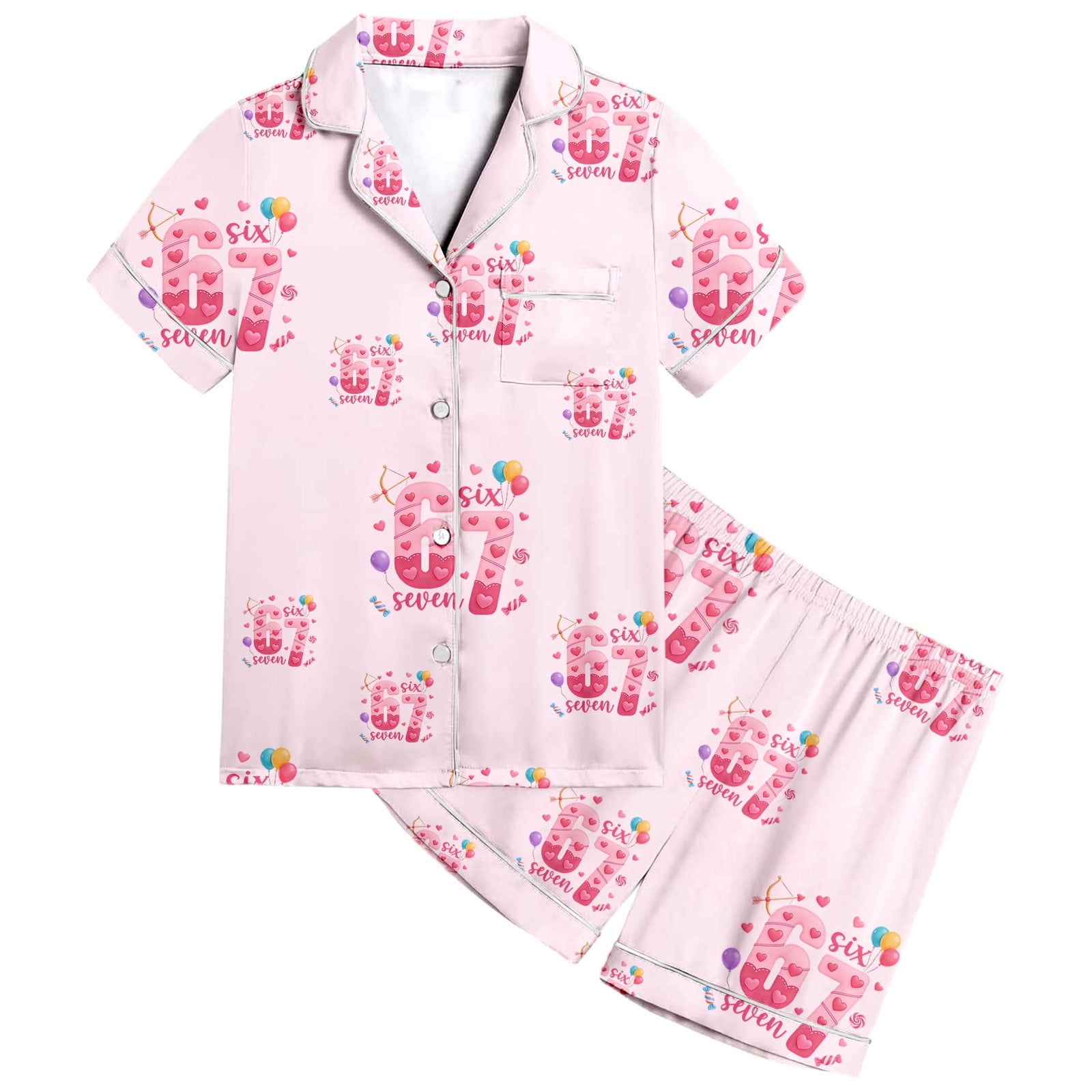 FINALGANG Valentine's Day Girls Kids 2 Piece Homewear Set Number Prints ...