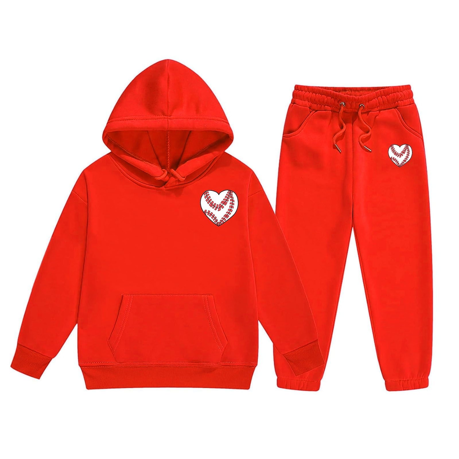 FINALGANG Valentine's Day Girls Kids Heart-Shaped Baseball Prints ...
