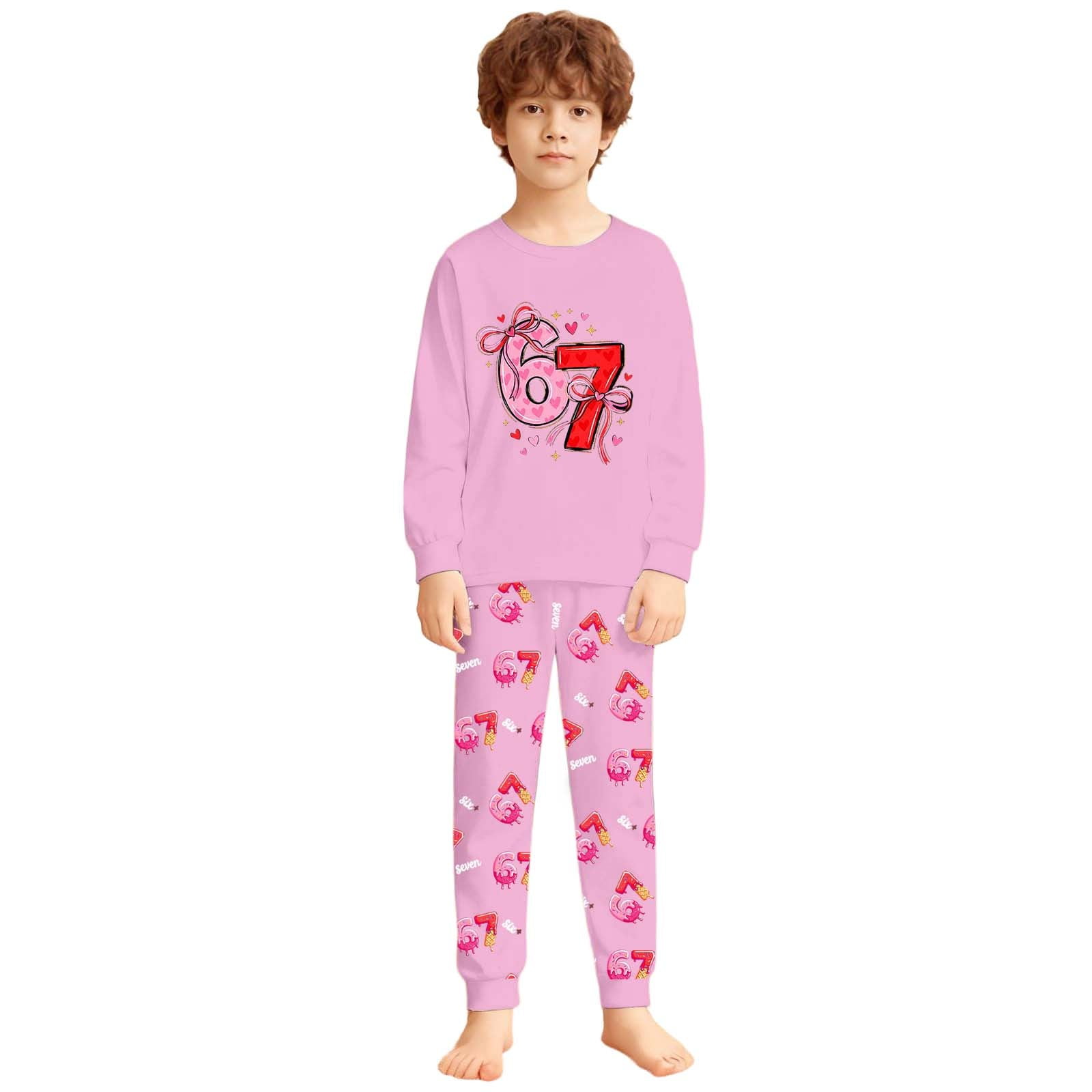 FINALGANG Valentine's Day Girls Kids Number Prints Homewear Set Long ...