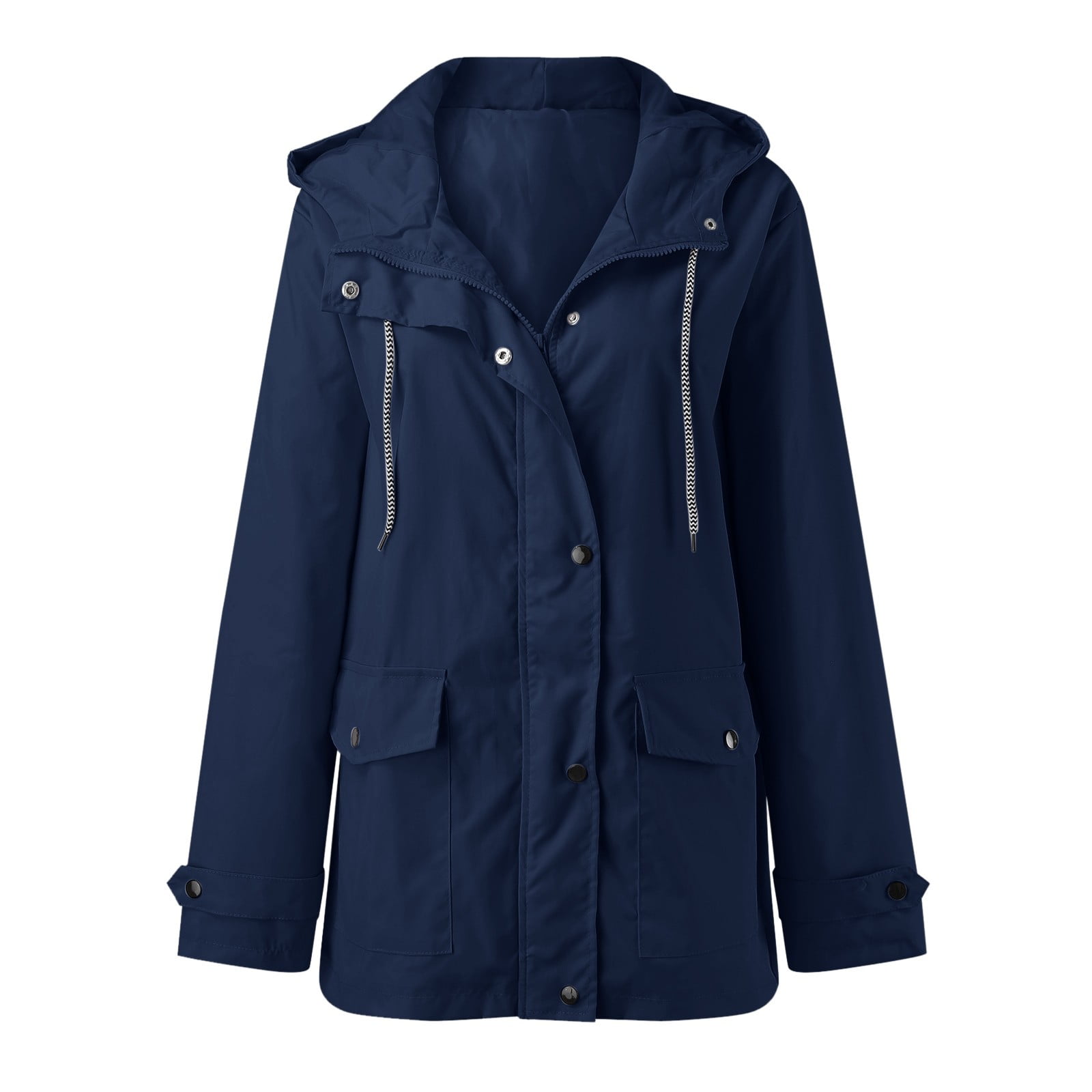 FINALGANG Women Simple Anoraks Solid Color Long Sleeve Hooded ...
