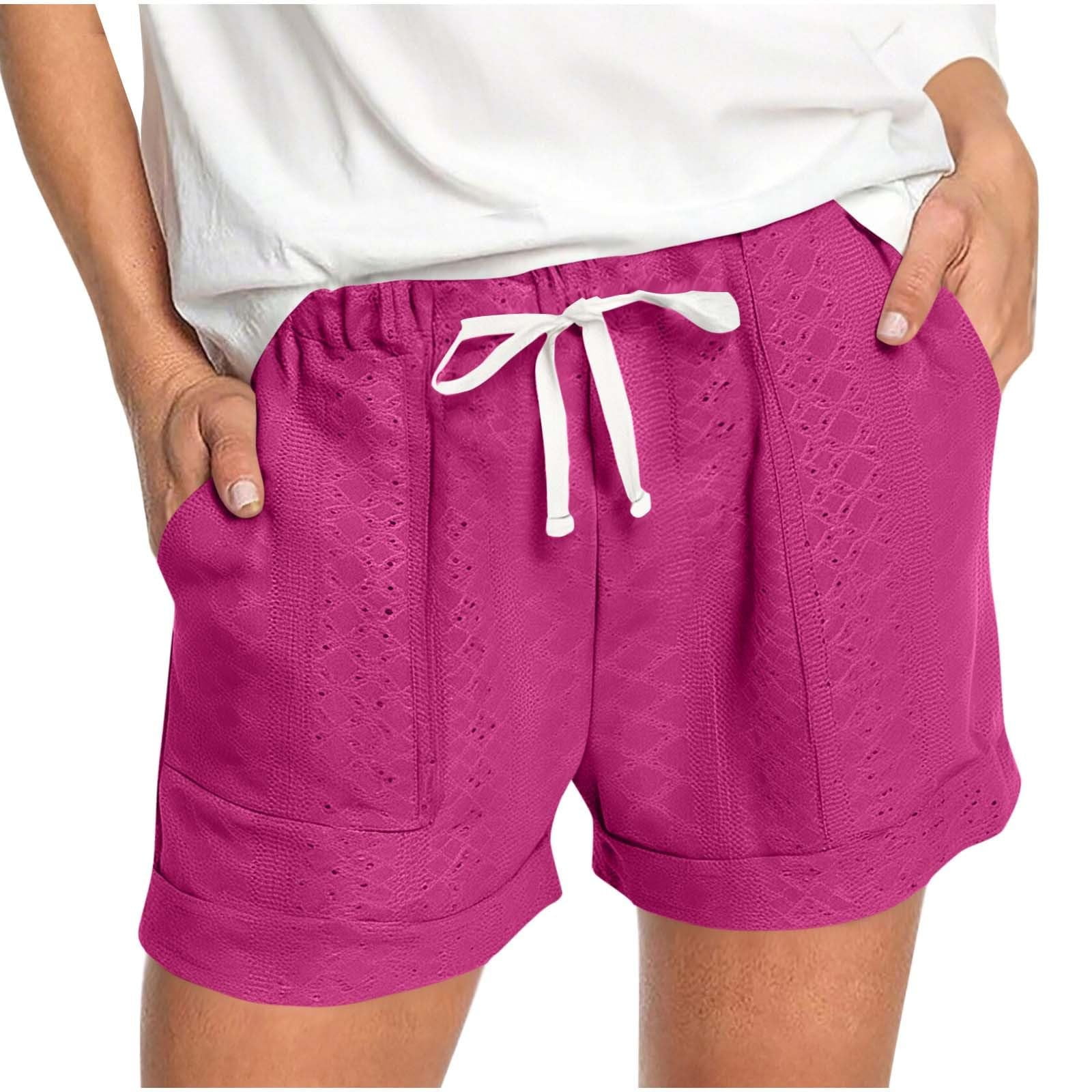 FINALGANG Women Versatile Shorts Solid Color Embroidery Shorts Hollow ...