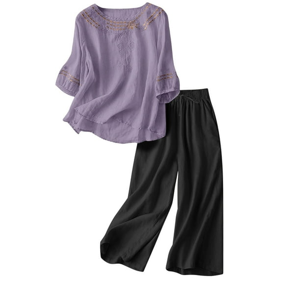 FINALGANG Women's 2 Piece Loungewear Outfit Embroidered Long Sleeve ...