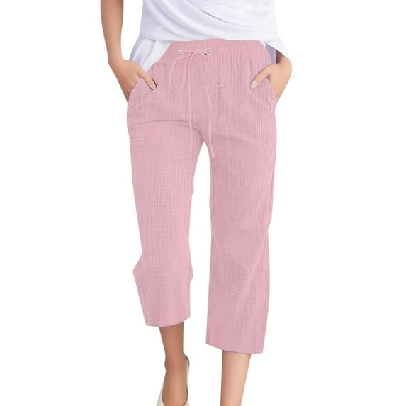 FINALGANG Women's Casual Trousers Solid Color Elastic Waisted ...