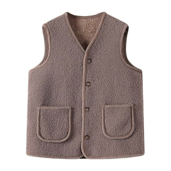 FINALGANG Women's Lamb Vest Winter Plush Thermal Solid Color Outerwear ...