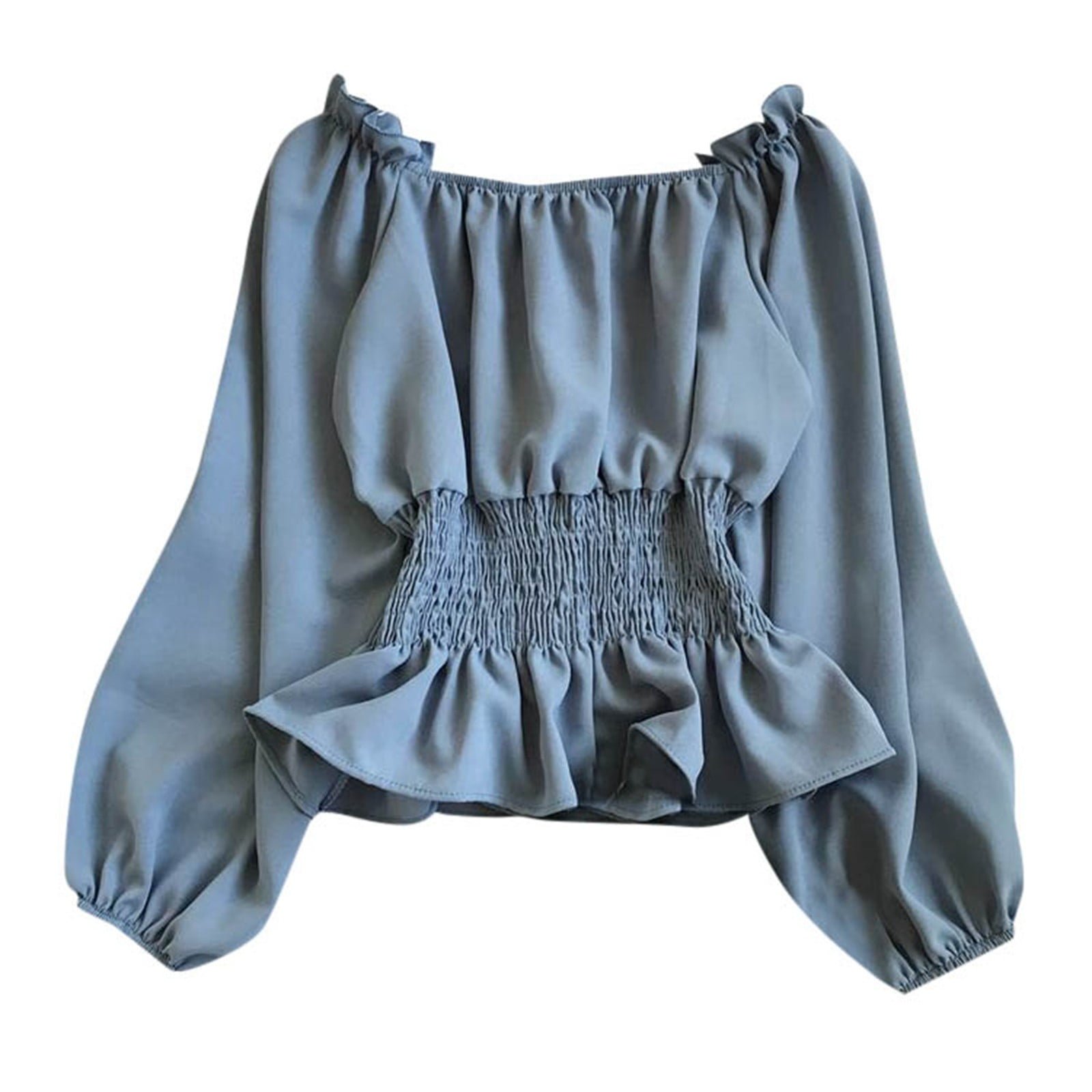 FINALGANG Women's Shirts Carnival Solid Color Chiffon Blouse Off ...