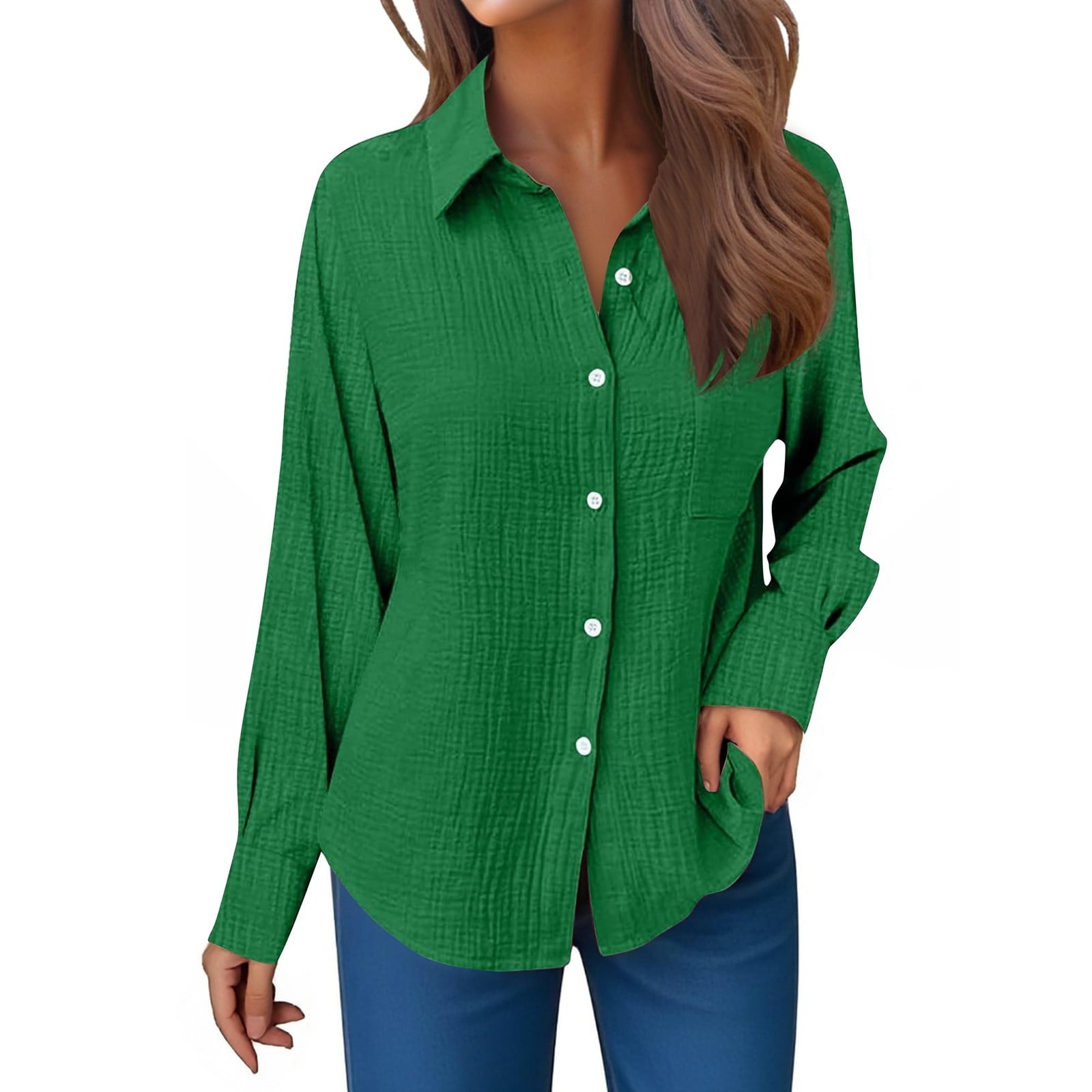 FINALGANG Women's Shirts Spring Summer Lightweight Solid Color Blouse ...