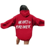 FINALGANG Women's Valentine's Day Hoodie With Back Heart Letter Pattern ...