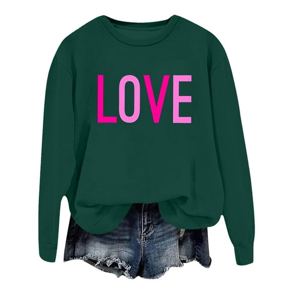 FINALGANG Women's Valentine's Day Sweatshirt With Letter Pattern Prints ...