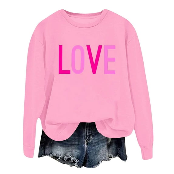 FINALGANG Women's Valentine's Day Sweatshirt With Letter Pattern Prints ...