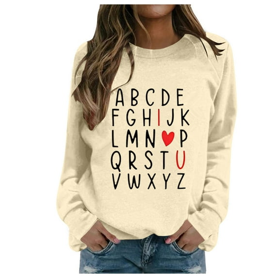FINALGANG Women's Valentine's Day Sweatshirt With Letter Red Heart ...