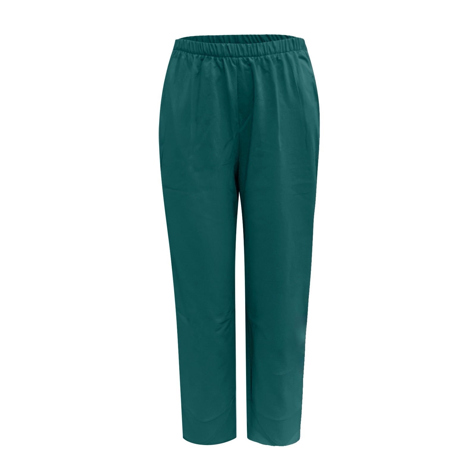 FINALGANG Womens Solid Color Cropped Pants With Elastic High Waist ...