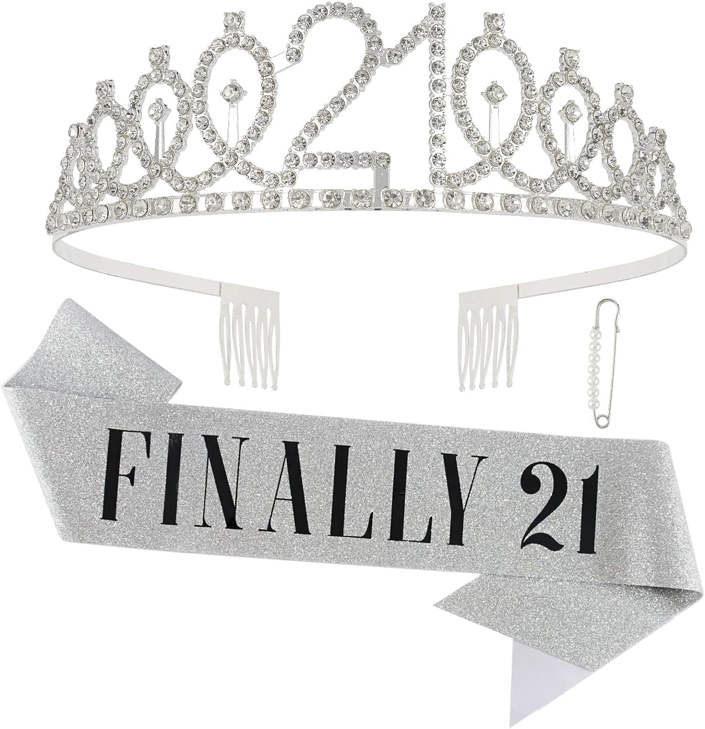 FINALLY 21 Birthday Sash and Crown for Girls Women Finally 21 Birthday ...