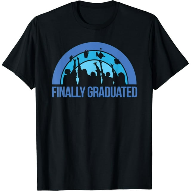 FINALLY GRADUATED Fun Silhouette Graduates Rainbow Meme T-Shirt ...