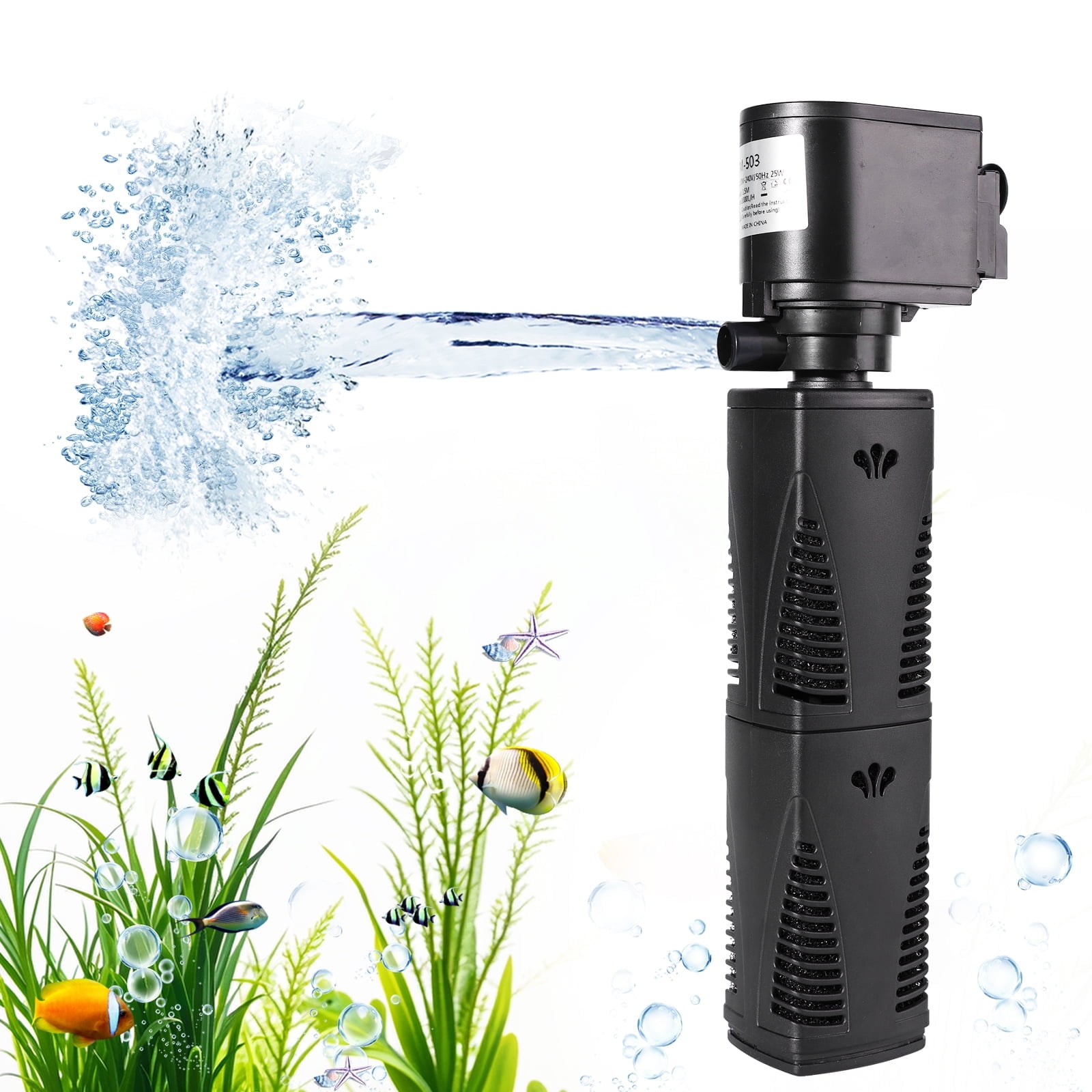 FINAQUA Aquarium Filter for 20-75 Gal Tank, Crystal 300GPH Biochemical ...